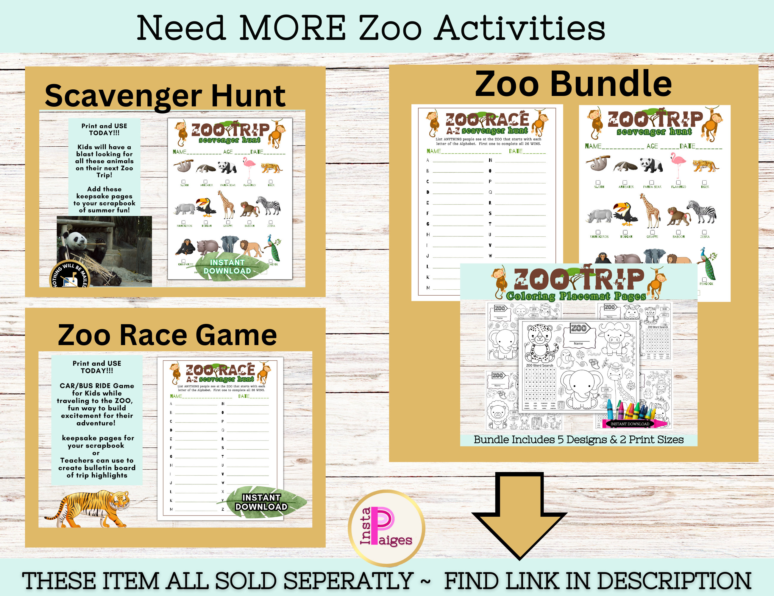 Zoo Animals Coloring Pages / Safari Coloring Activity Pages / Jungle ...