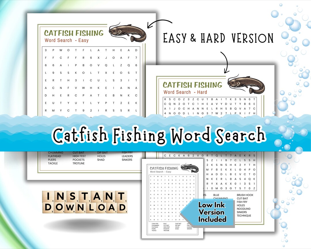 Catfish Fishing Word Search, Word Search for Kids, Catfish Fish ...