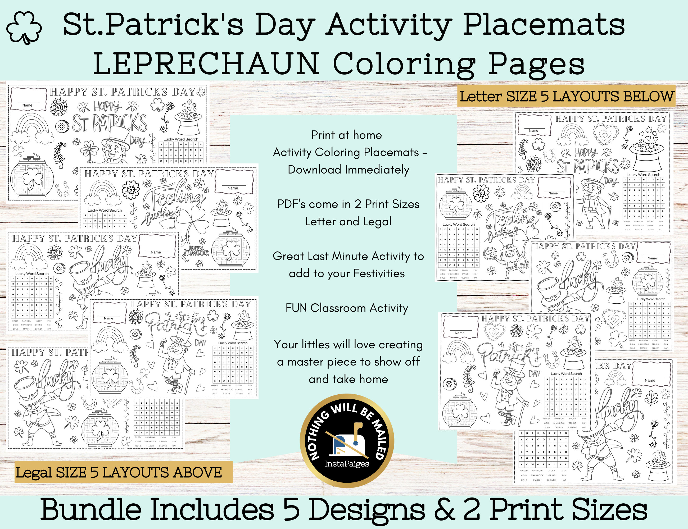St Patrick Day Coloring Pages, Leprechaun Activity Mat, Saint Patrick ...