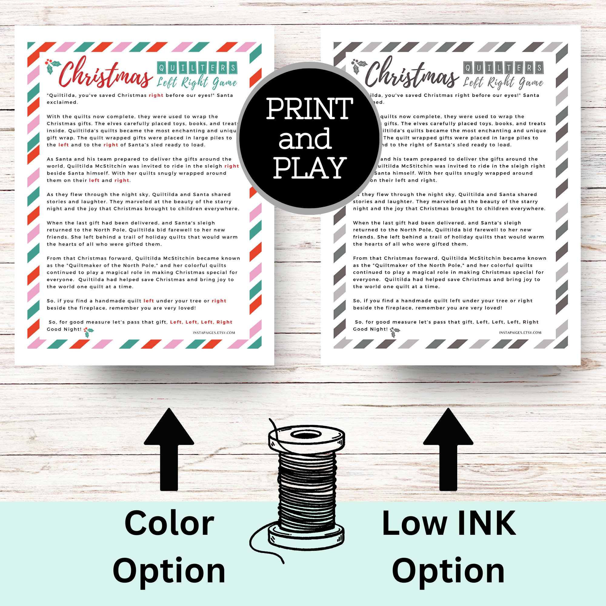 Christmas Left Right Game, Gift Exchange Game, Quilt Guild Games, Quilt ...