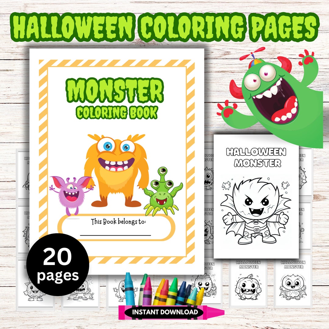 Halloween Coloring Pages for Kids, Kawaii Halloween, Halloween Monsters ...