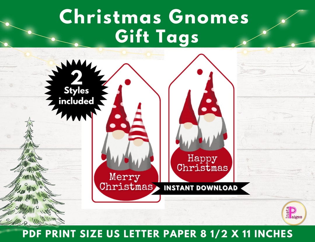 Printable Christmas Gnomes Gift Tags - Etsy