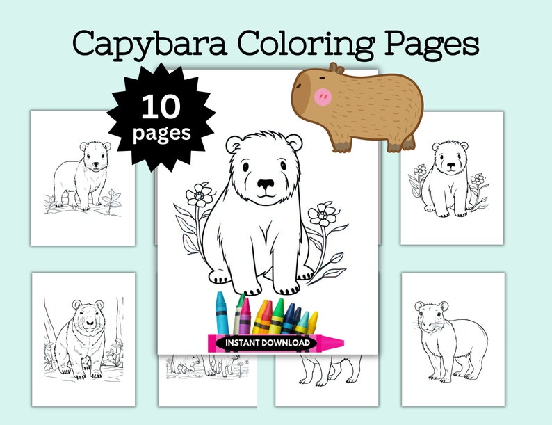 Capybara Coloring Book , Capybara Coloring, Preschool Coloring Pages ...