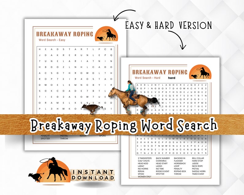 Breakaway Roping Word Search, Calf Roping Game for Kids, Rodeo Cowgirl ...