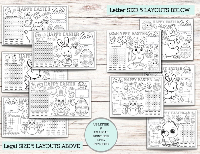 Easter Coloring Pages, Easter Placemats, Easter Activity Sheets, Easter ...