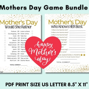 Mom Trivia Game, Mothers Day Quiz, Would She Rather Who Knows Mommy ...