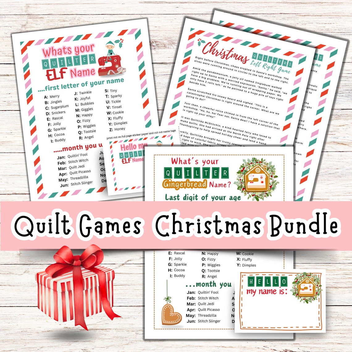 Christmas Left Right Game, Gift Exchange Game, Quilt Guild Games, Quilt ...