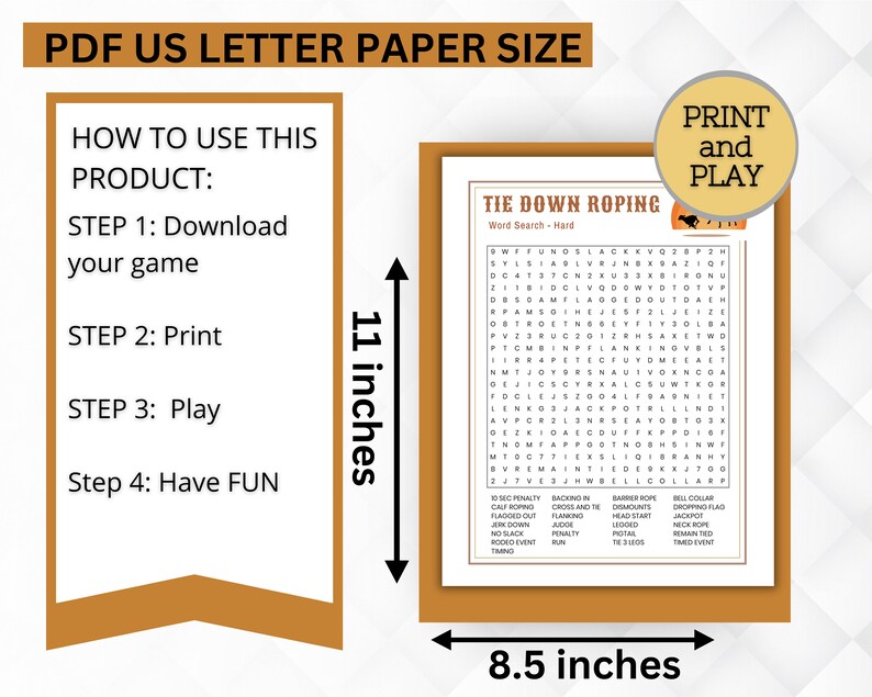 Tie Down Roping Word Search, Calf Roping Game for Kids, Rodeo Cowgirl ...