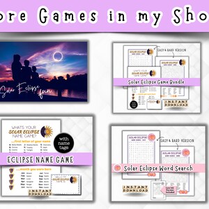 Solar Eclipse Game Bundle, Word Search, Name Game, Games for Kids ...