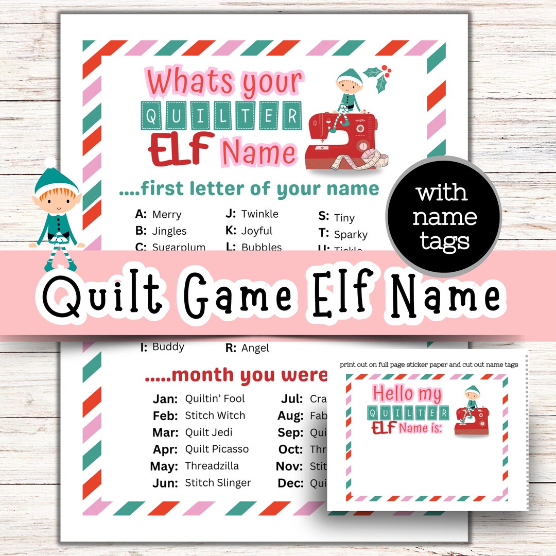 What's Your Elf Name Game, Christmas Game, Quilt Guild Games, Quilt ...
