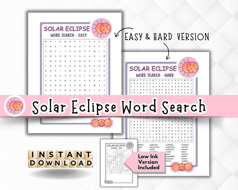 Solar Eclipse Word Search, Solar Eclipse Games for Kids, Solar Eclipse ...