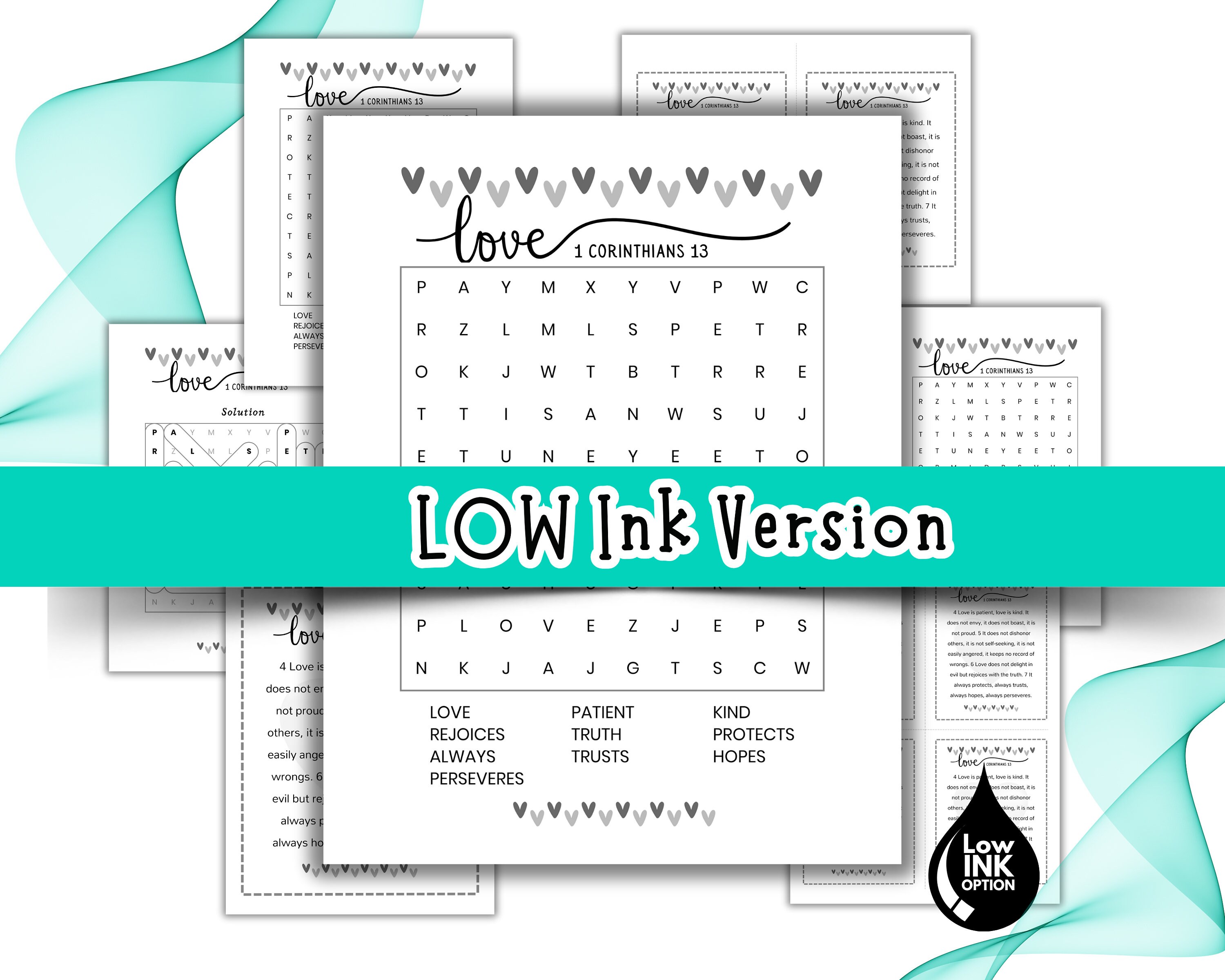 Corinthians 13 Word Search, Love Never Fails, Bible Study Printable ...