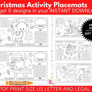 Christmas Coloring Activity Placemats / Coloring Pages / Holiday Party ...