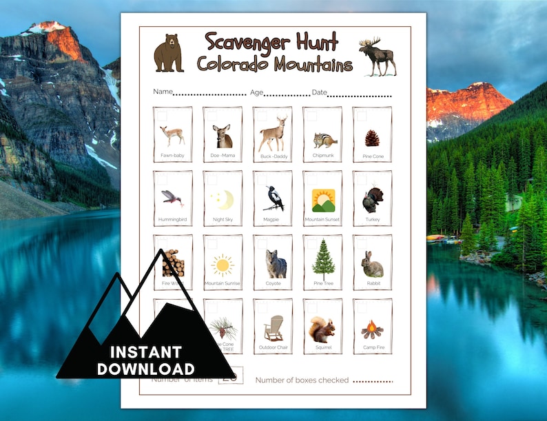 Colorado Mountains Scavenger Hunt, Scavenger Hunt, Colorado Wedding ...