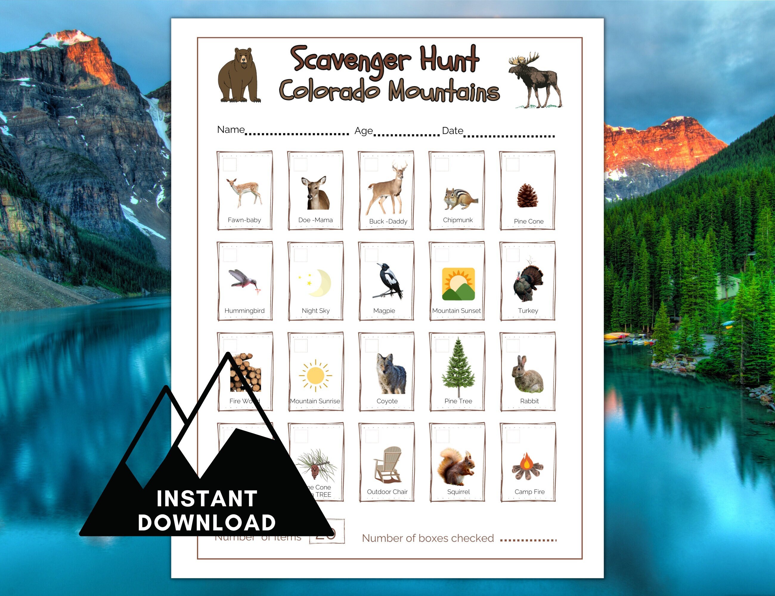Colorado Mountains Scavenger Hunt, Scavenger Hunt, Colorado Wedding ...
