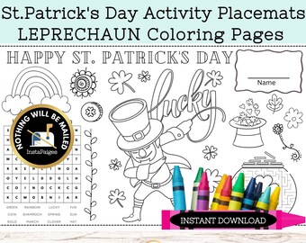 St Patrick Day Coloring Pages, Dinosaur Activity Mat, Saint Patrick ...