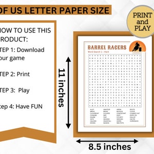 Barrel Racers Word Search, Barrel Racing Game for Kids, Rodeo Cowgirl ...