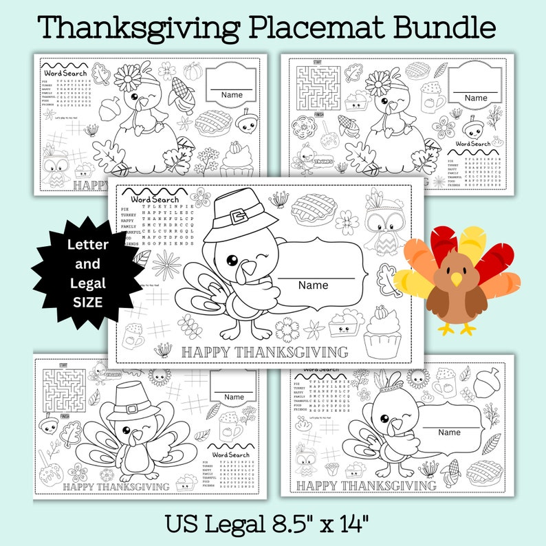Thanksgiving Coloring Pages for Kids, Thanksgiving Coloring Placemats ...