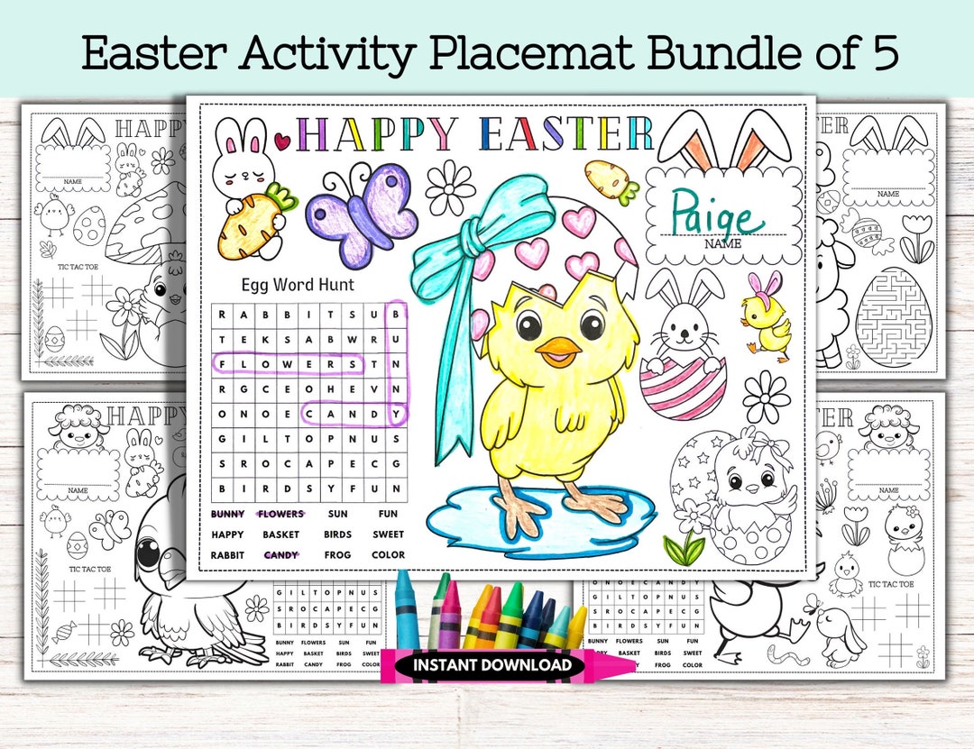 Easter Coloring Pages, Easter Placemats, Easter Activity Sheets, Easter ...
