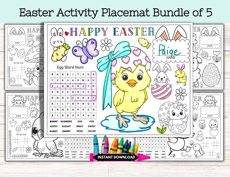Easter Coloring Pages, Easter Placemats, Easter Activity Sheets, Easter ...