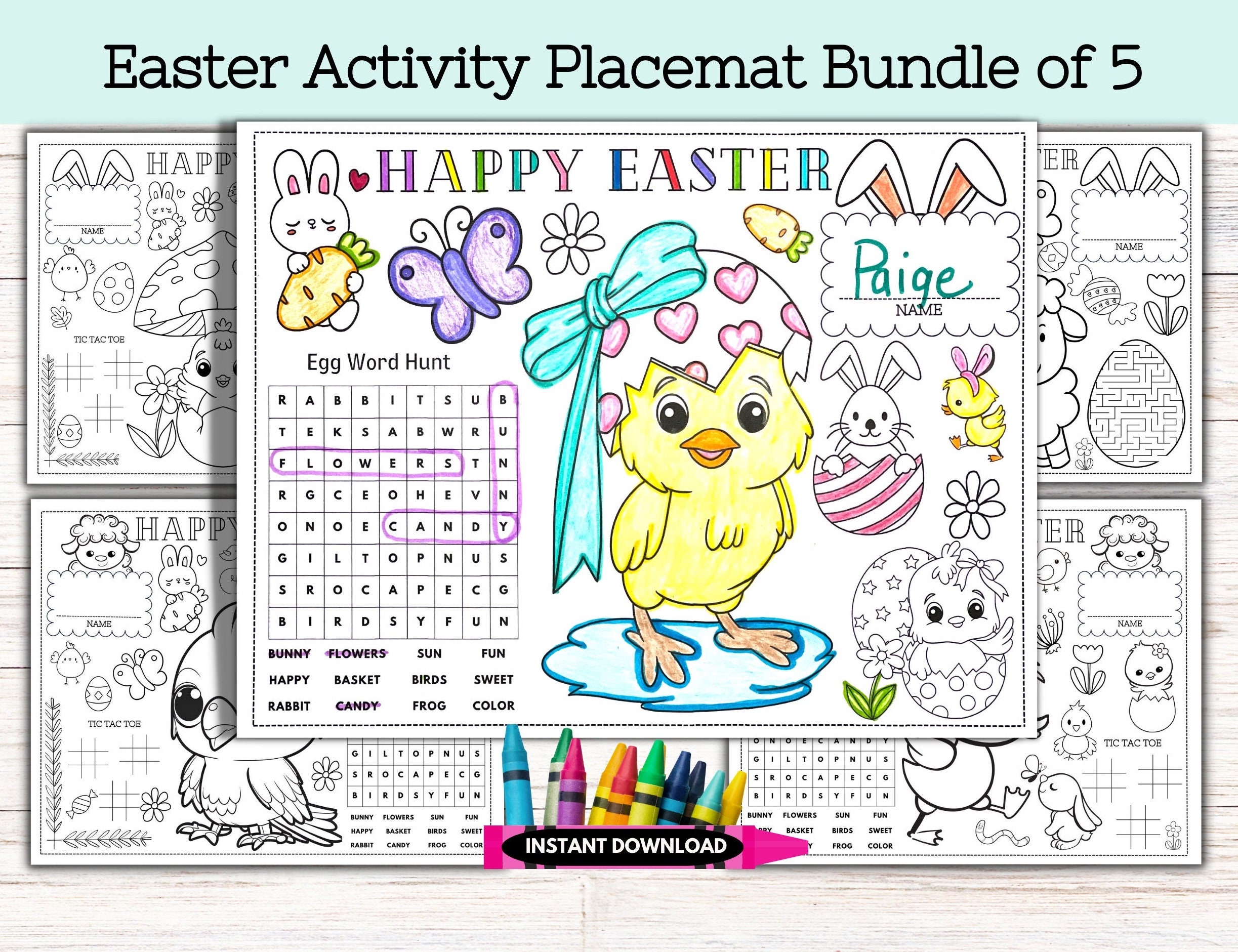Easter Coloring Pages, Easter Placemats, Easter Activity Sheets, Easter ...