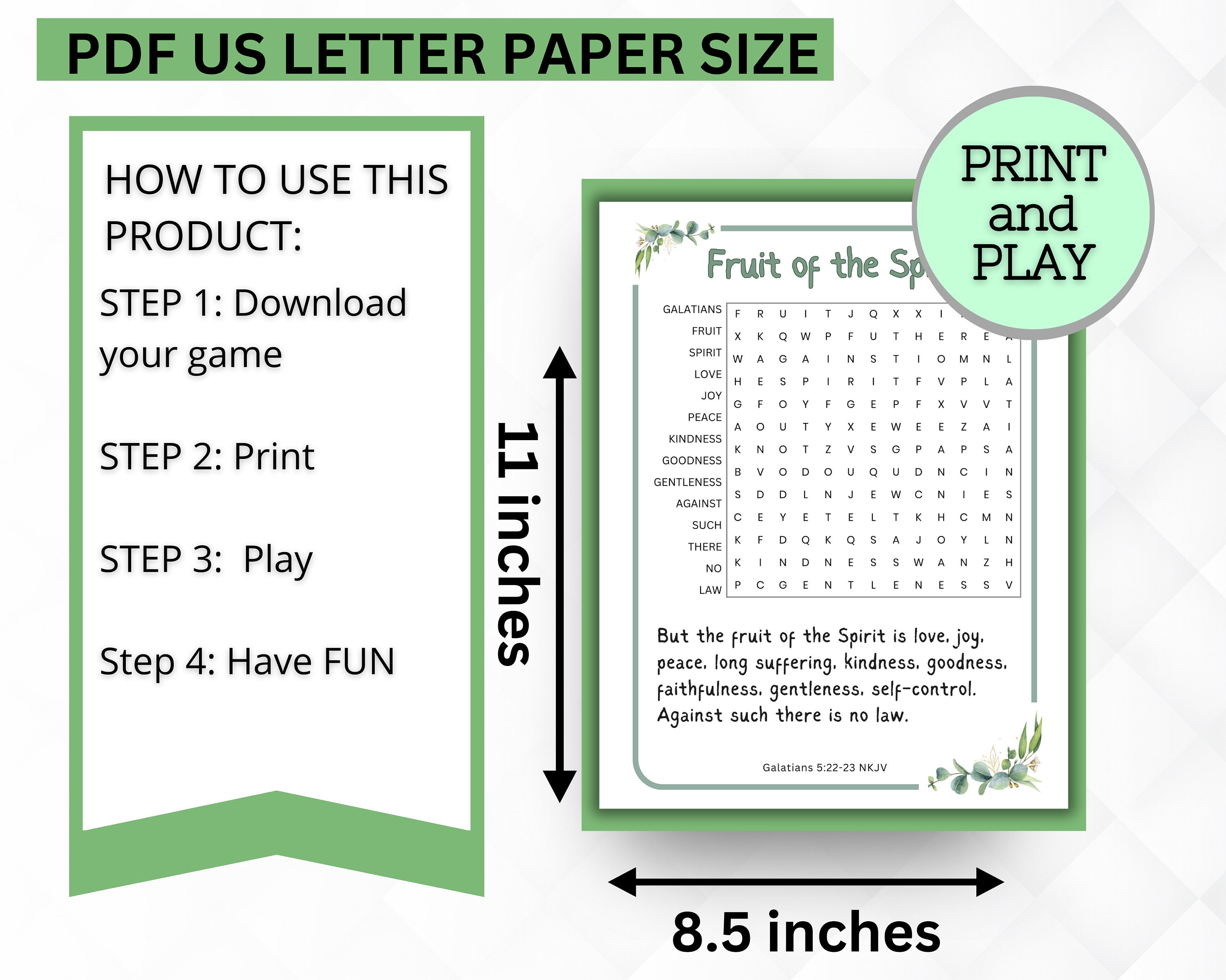Fruit of the Spirit Word Search, Galatians 5 22, Bible Study Printable ...