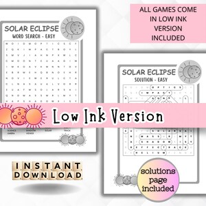Solar Eclipse Game Bundle, Word Search, Name Game, Games for Kids ...