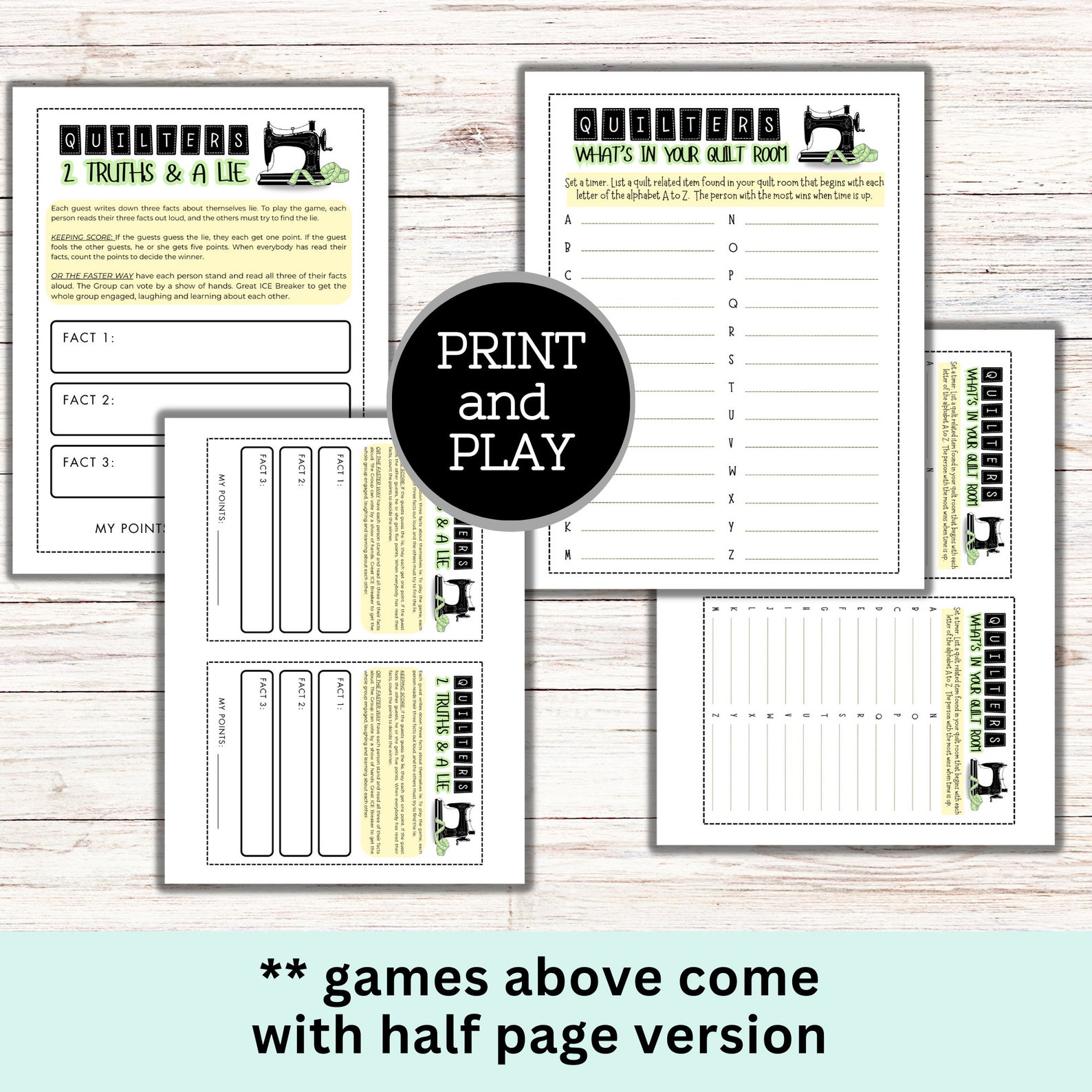 Quilt Game Bundle, #3 Bundle, Quilt Guild Games, Quilt Club, Retreat ...