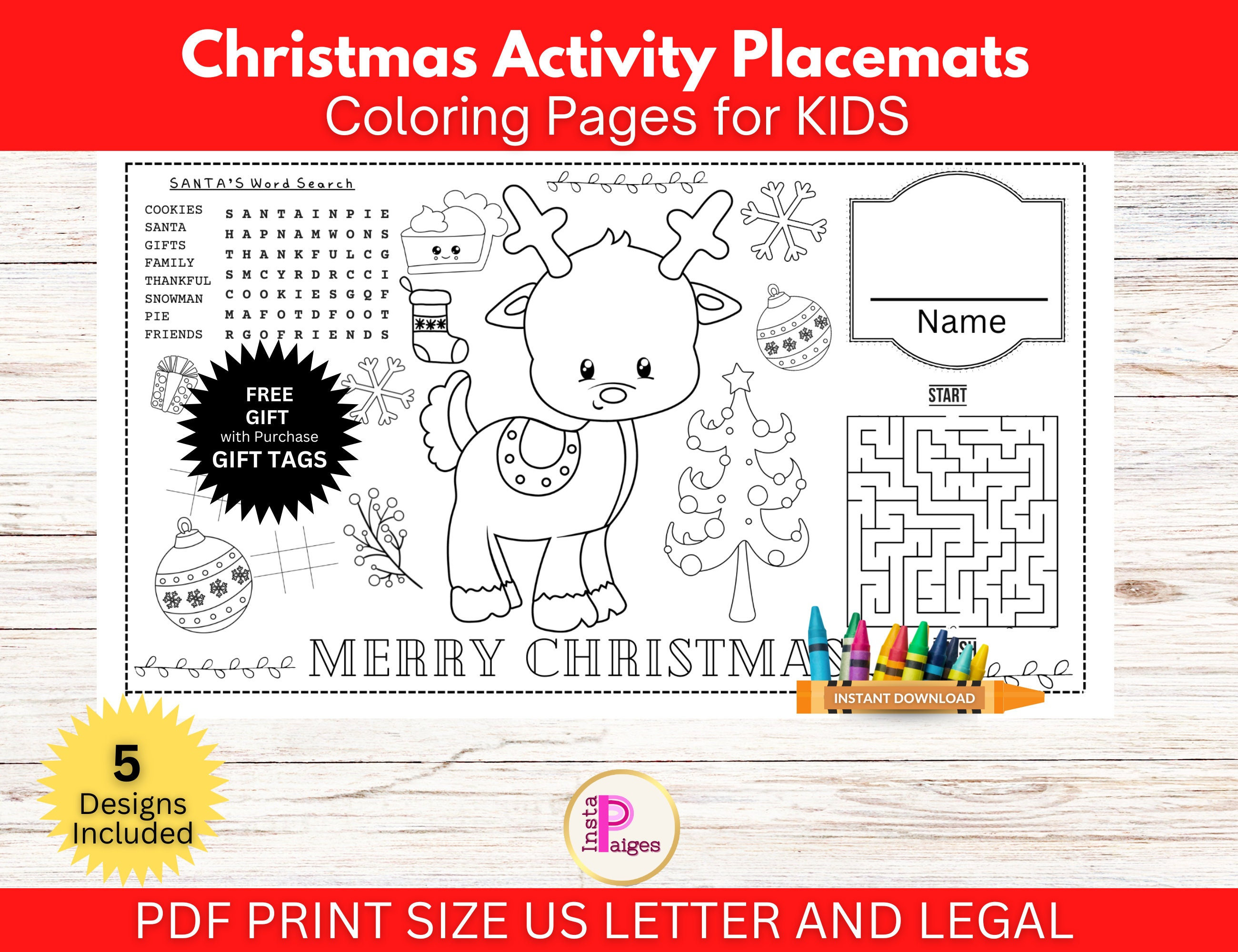 Christmas Coloring Activity Placemats / Coloring Pages / Holiday Party ...