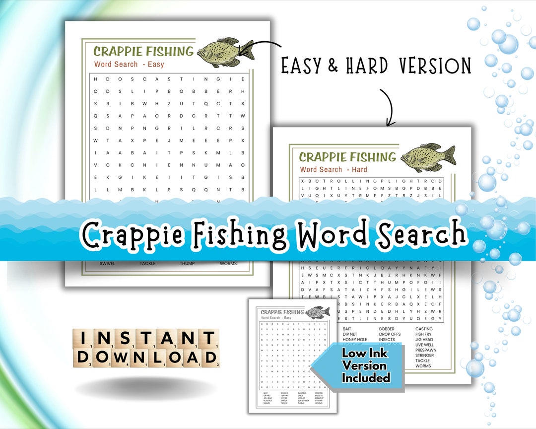 Crappie Fishing Word Search, Word Search for Kids, Crappie Fish ...