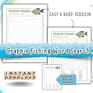 Crappie Fishing Word Search, Word Search for Kids, Crappie Fish ...