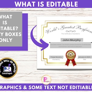 World's Greatest Boyfriend Award Certificate, 6 Month Anniversary ...