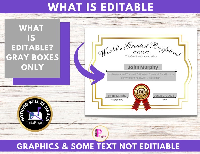 World's Greatest Boyfriend Award Certificate, 6 Month Anniversary ...