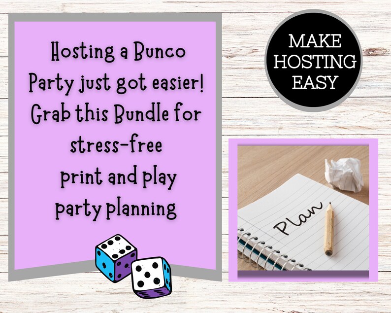 Bunco Party Bundle, Printable Bunco Scoresheets PDF, Bunco Dice Game ...