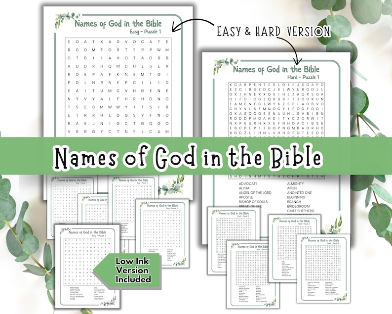 The Names of God Word Search, Lion of Judah, Lamb of God, Bible Study ...