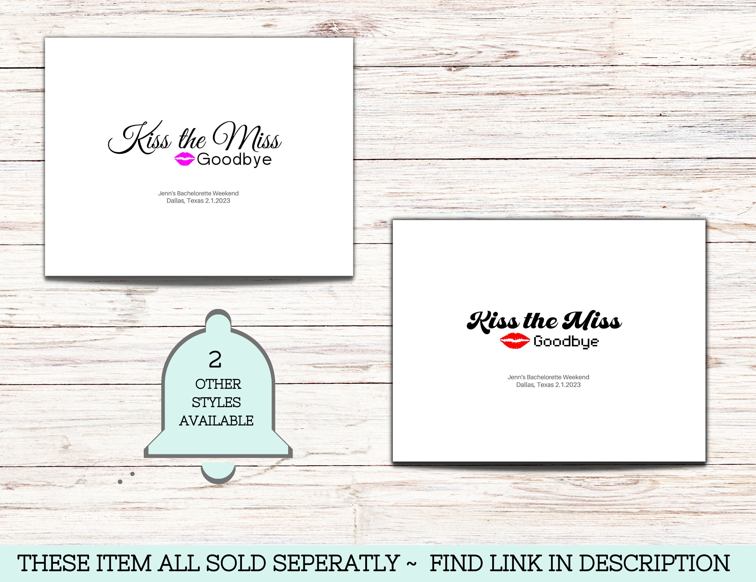 Kiss the Miss Goodbye Printable Template, Bachelorette Party Guest Book ...