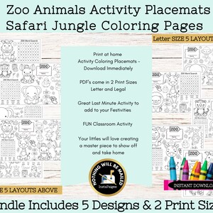 Zoo Animals Coloring Pages / Safari Coloring Activity Pages / Jungle ...