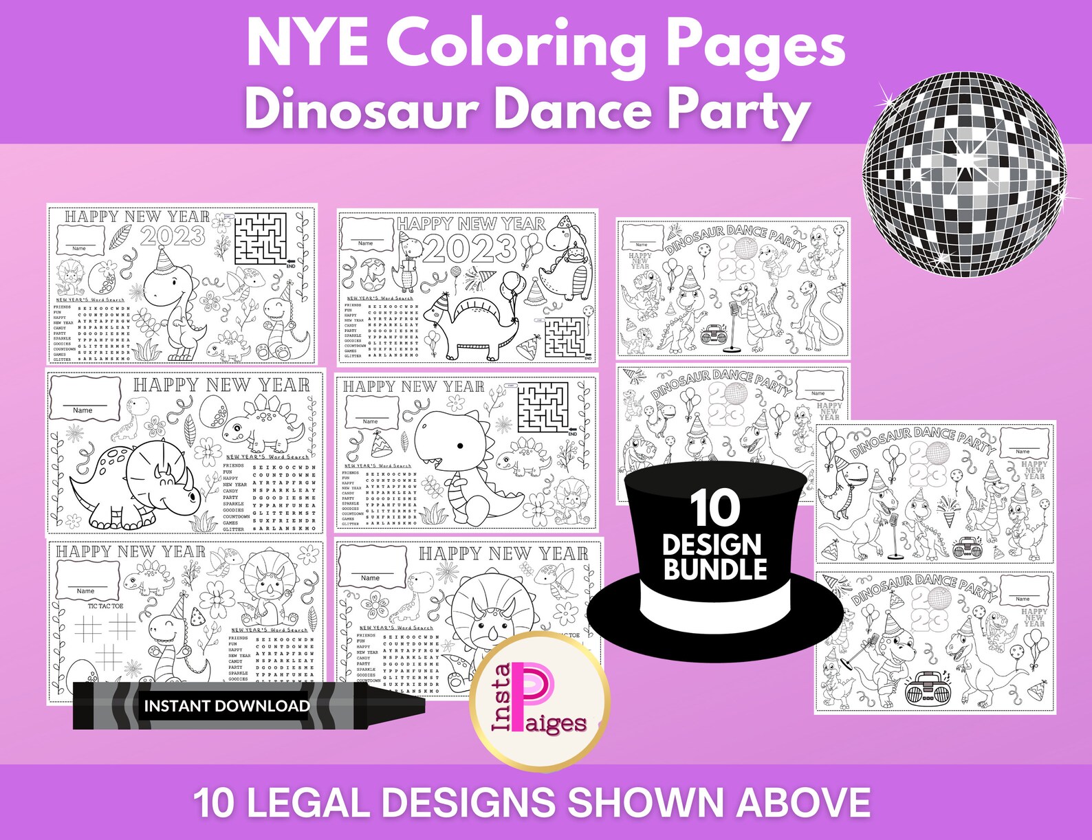 New Year's Eve Activity Coloring Placemats / NYE Coloring Activity Page ...
