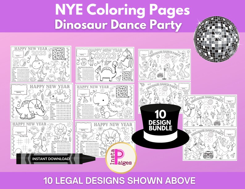 New Year's Eve Activity Coloring Placemats / NYE Coloring Activity Page ...