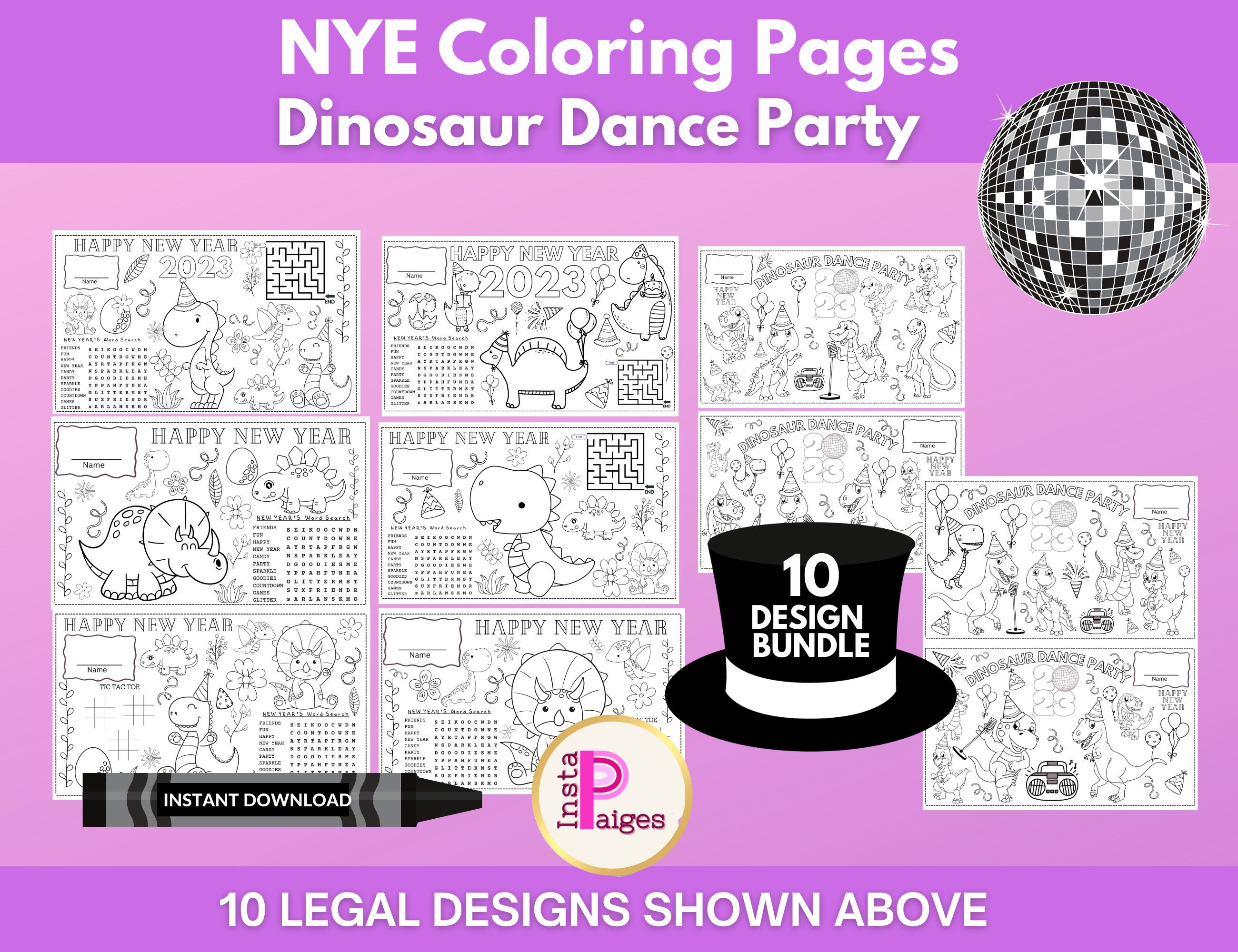 New Year's Eve Activity Coloring Placemats / NYE Coloring Activity Page ...