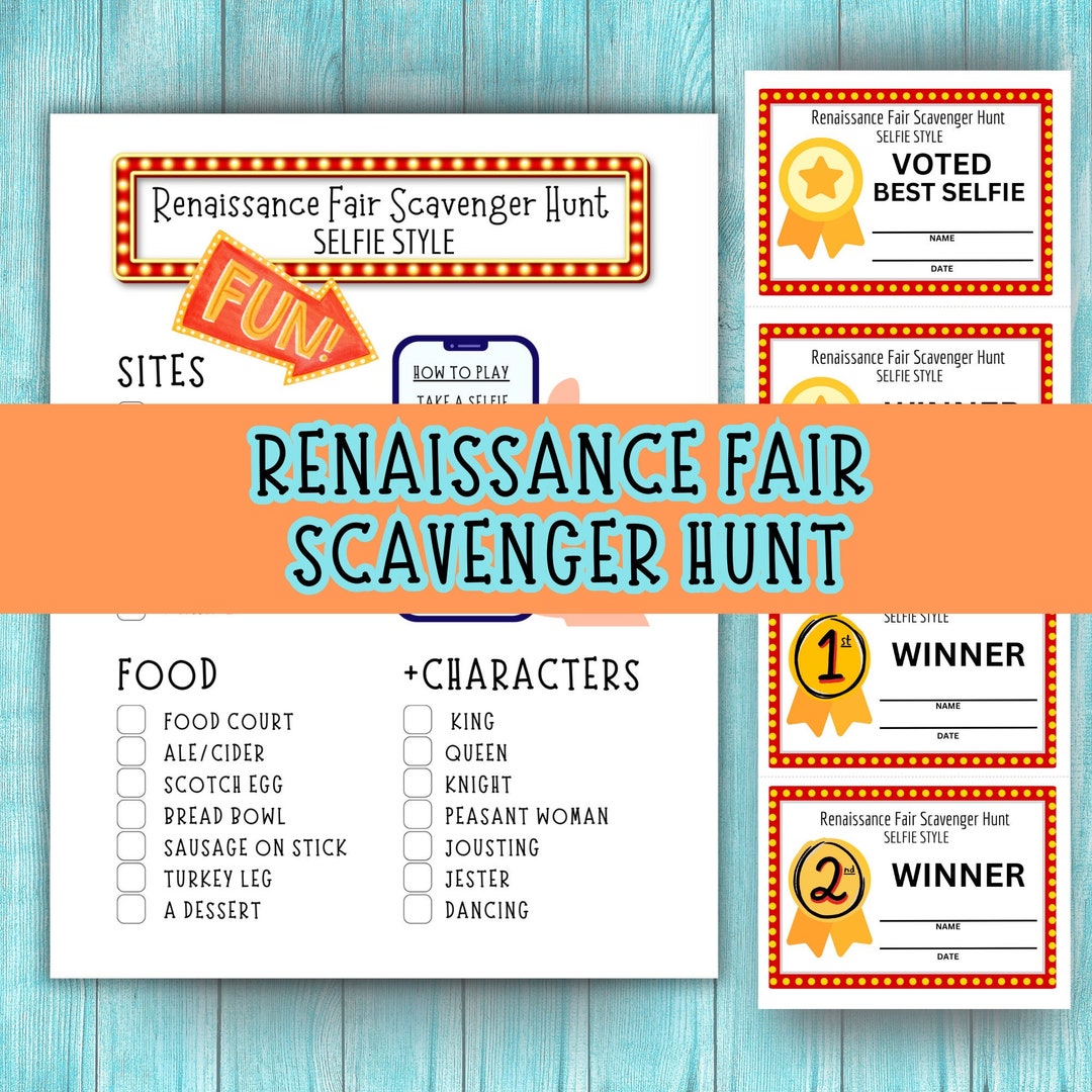 Renaissance Fair Scavenger Hunt Selfie Scavenger Hunt Celtic - Etsy