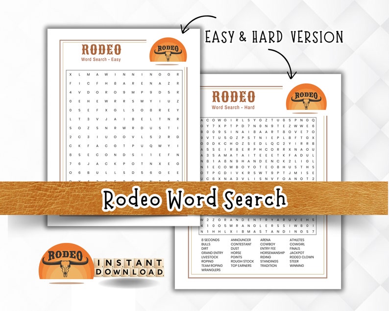 Rodeo Word Search, Rodeo Games for Kids, Rodeo Cowgirl, Western Cowboy ...