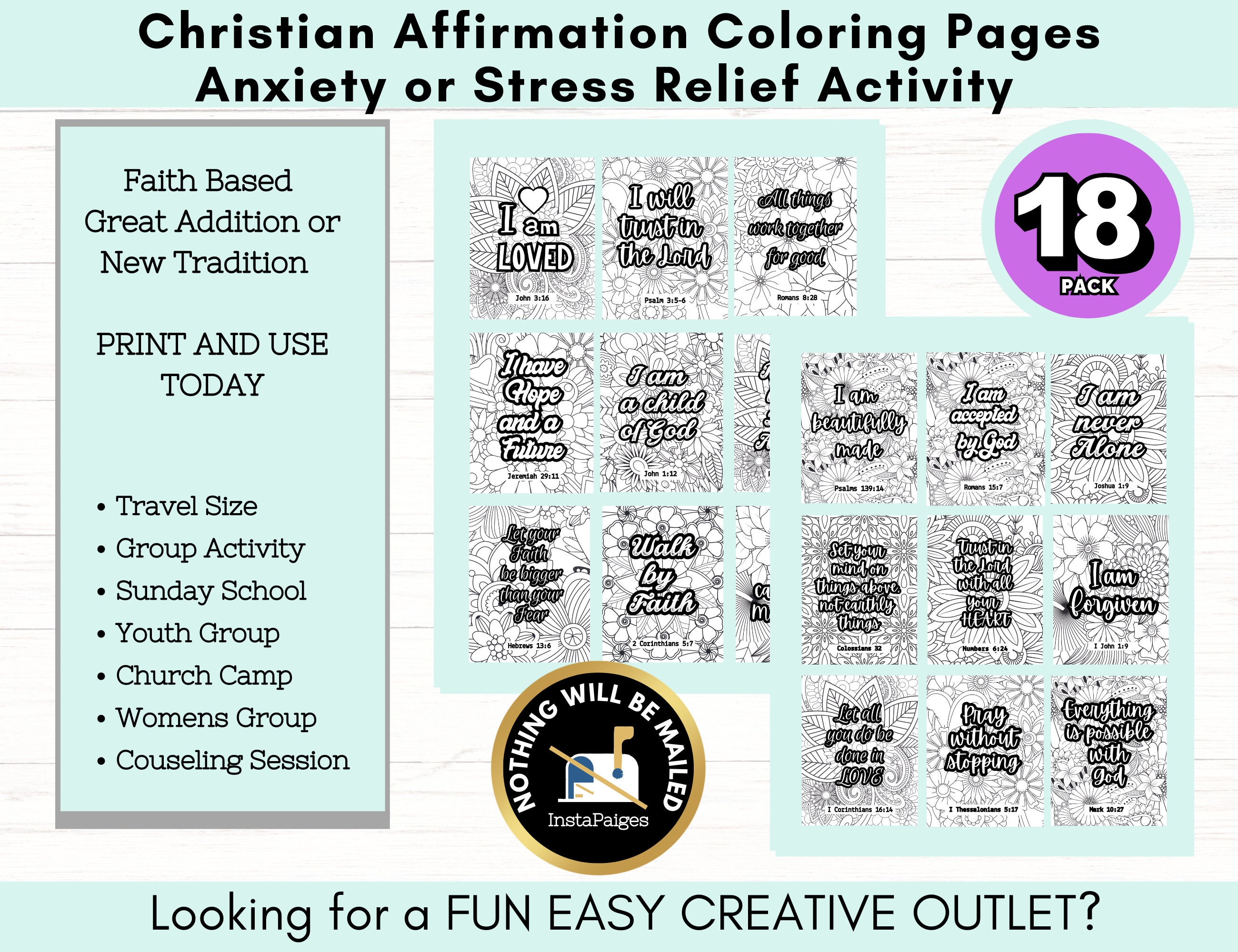 Biblical Activity, Scripture Printable Coloring, Bible Verse Coloring ...