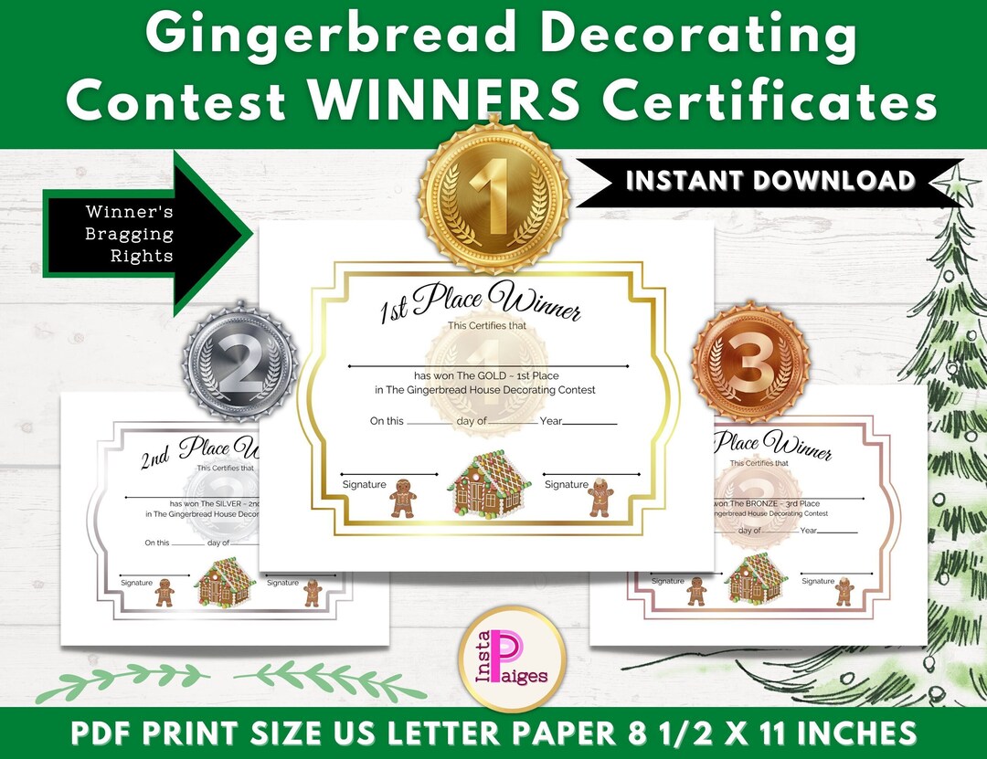 Gingerbread House Decorating Contest Winners Certificates / Voting ...