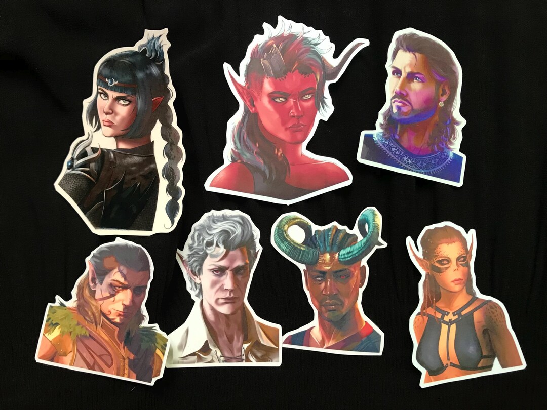 7 PACK BG3 Companions Fanmade Stickers Fanart Laezel Gale Karlach ...