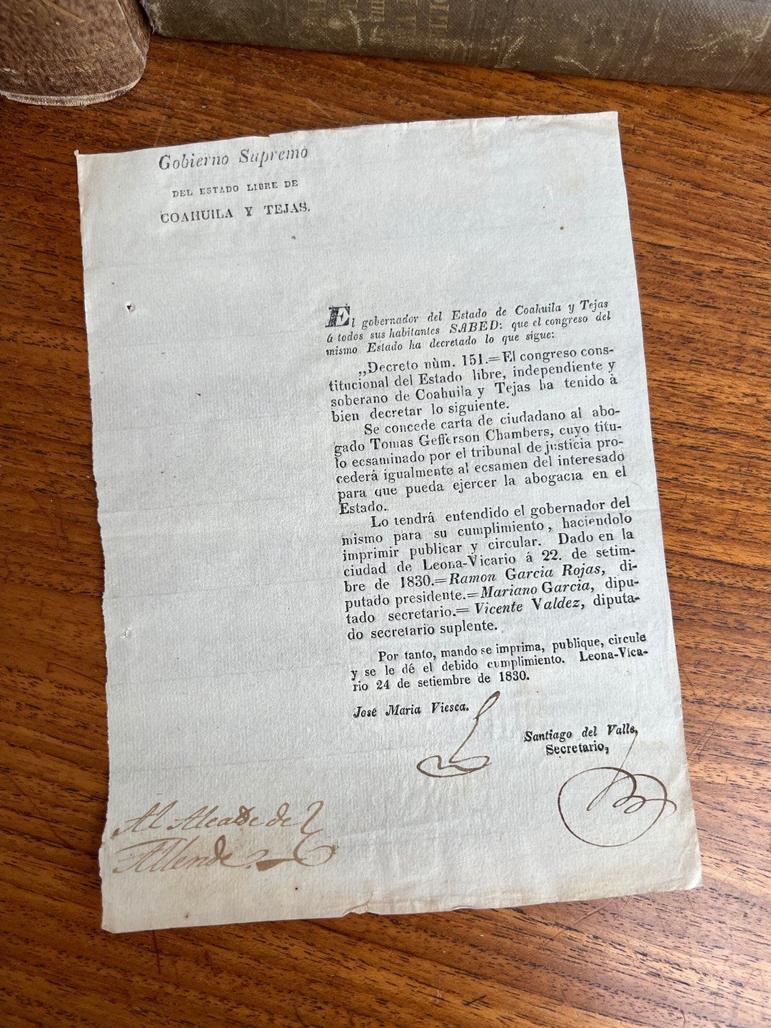 1830 Letter of Citizenship for Thomas Jefferson Chambers to - Etsy
