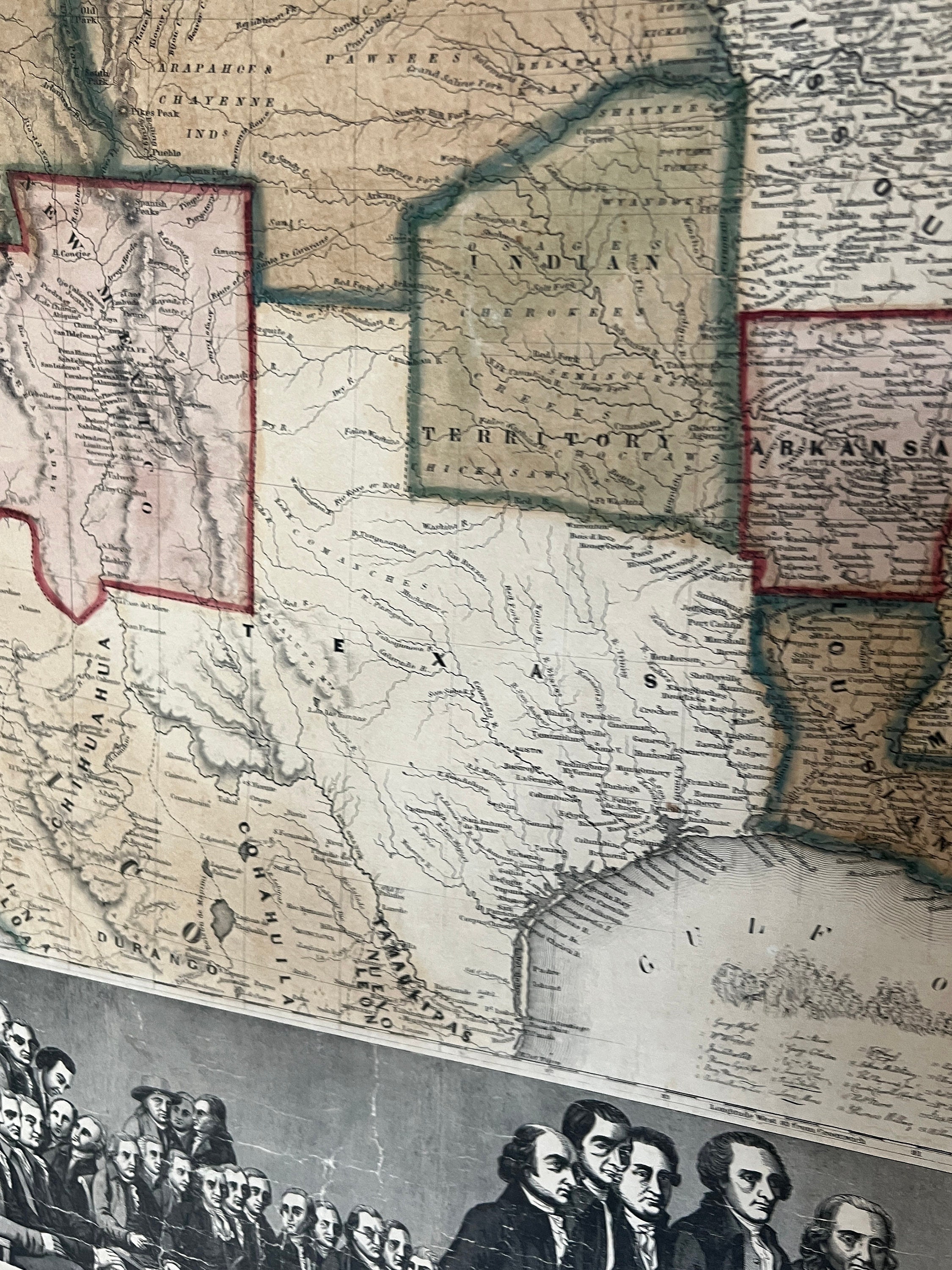 Antique Pictorial Wall Map of the United States C. 1853 Roll-up Banner ...