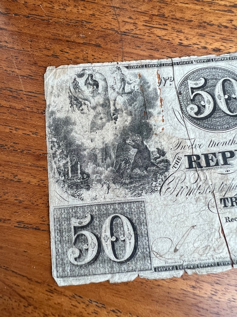 Antique Currency: Republic of Texas 50 Dollar Redback Note - Etsy