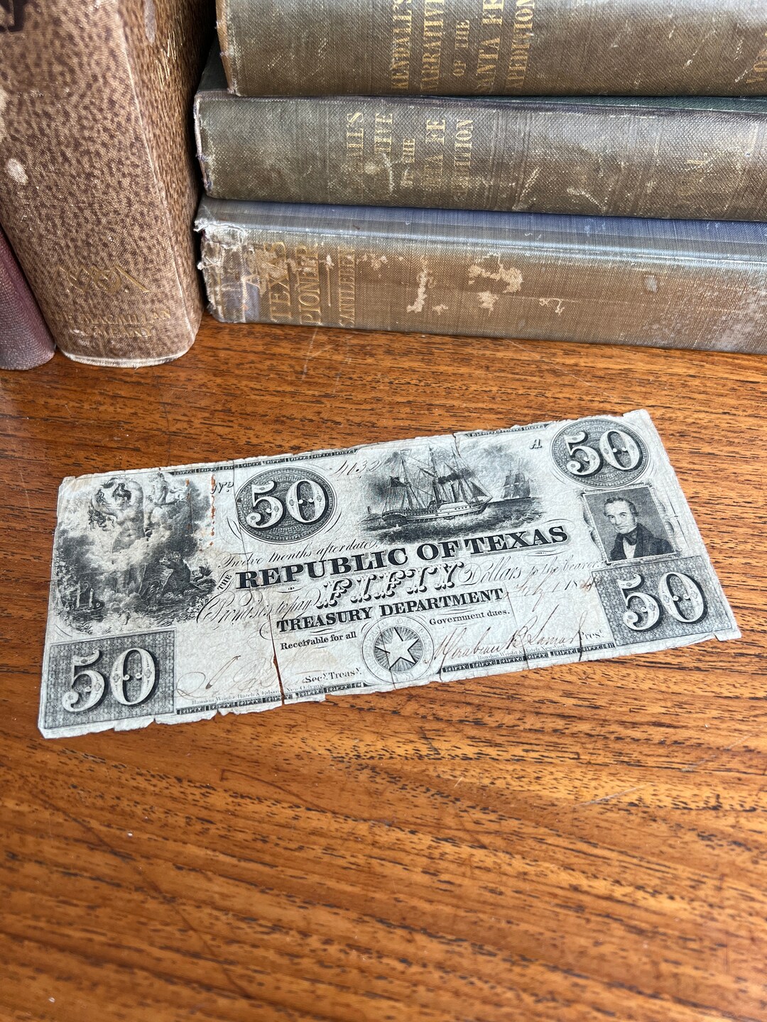 Antique Currency: Republic of Texas 50 Dollar Redback Note - Etsy