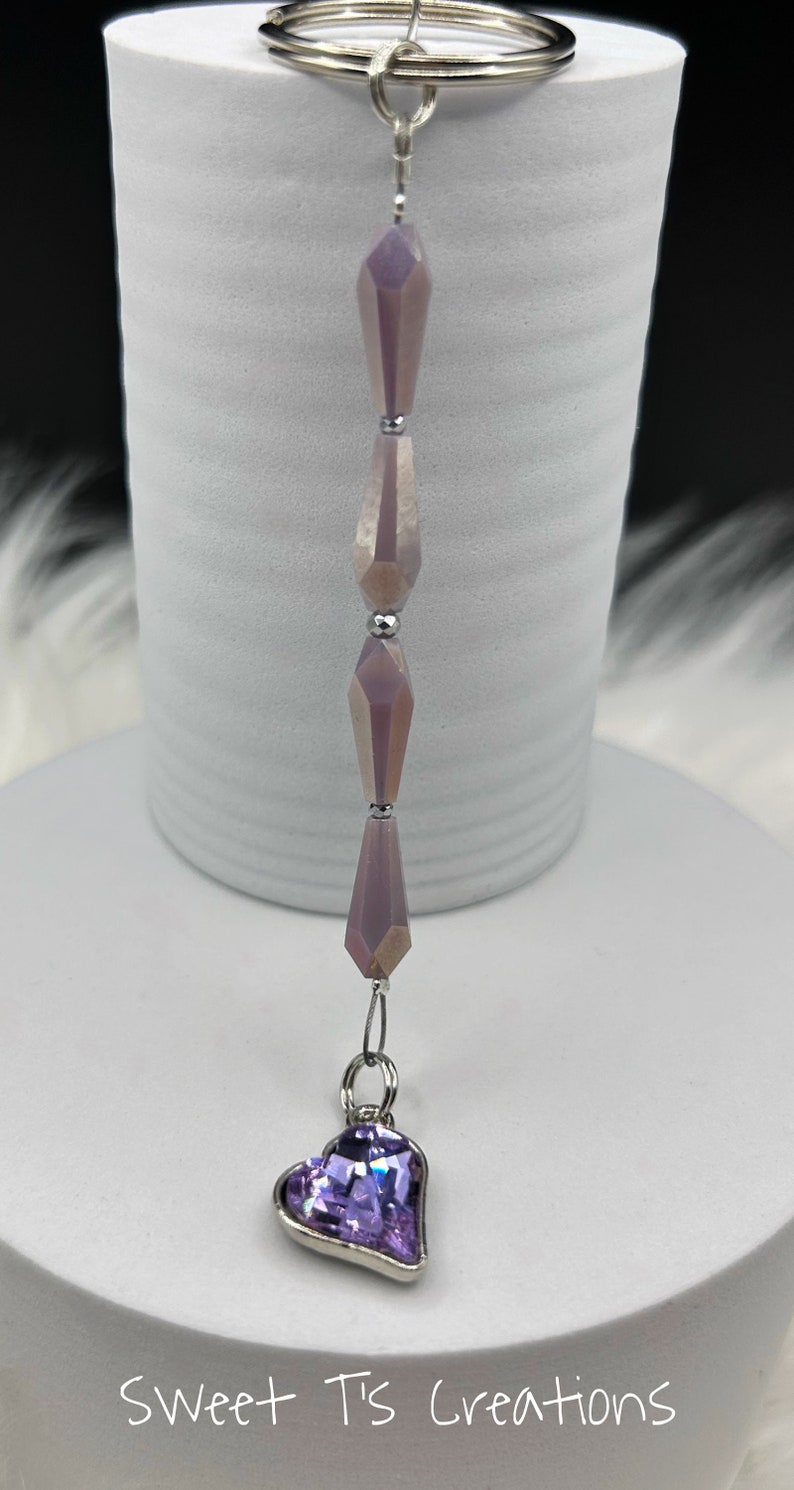 Purple Crystal Keychain, Sun Catcher, Rear View Mirror Charm, Purse/bag ...